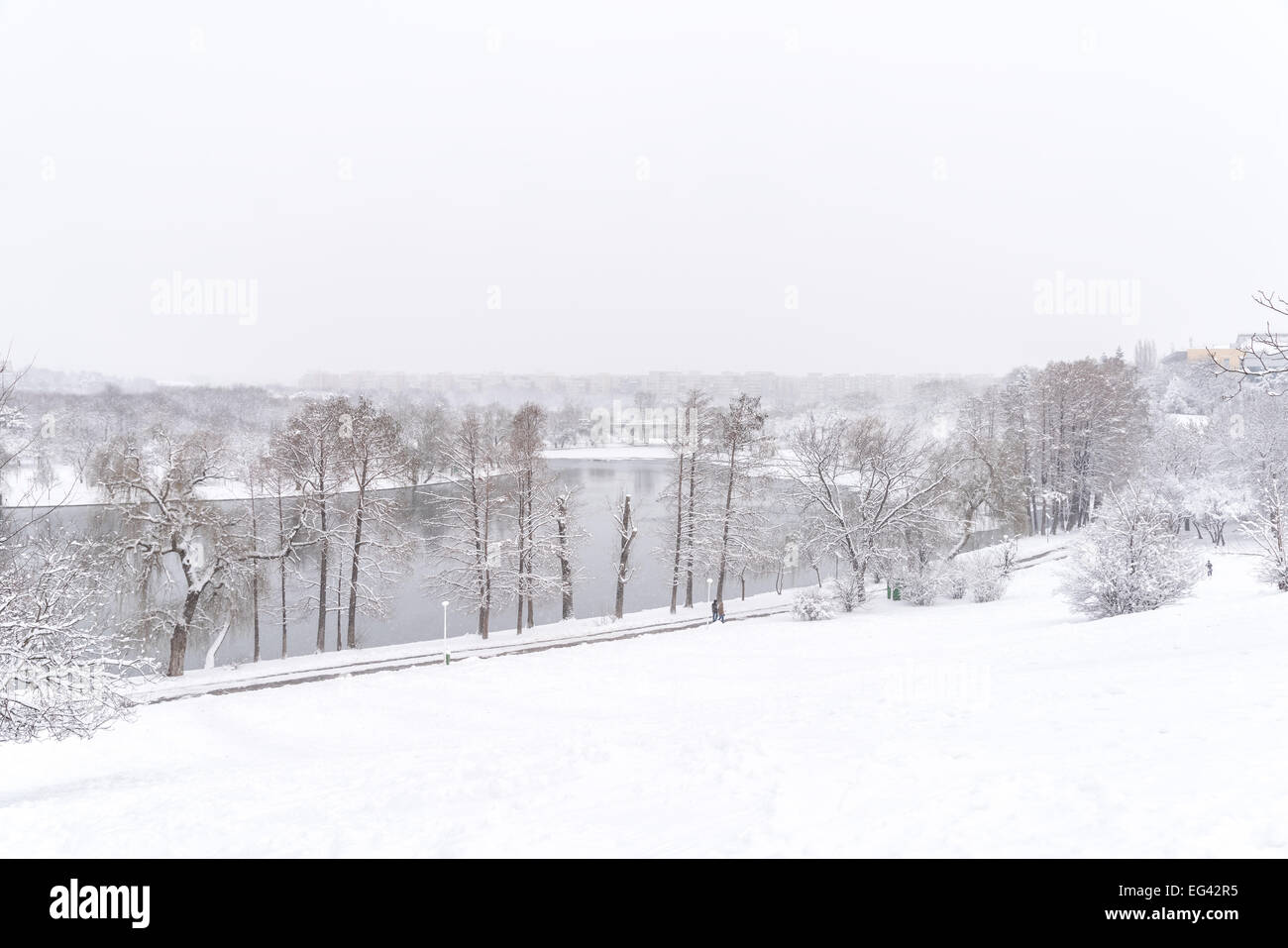 Heavy Winter Snow Over Bucharest City In Romania Stock Photo - Alamy