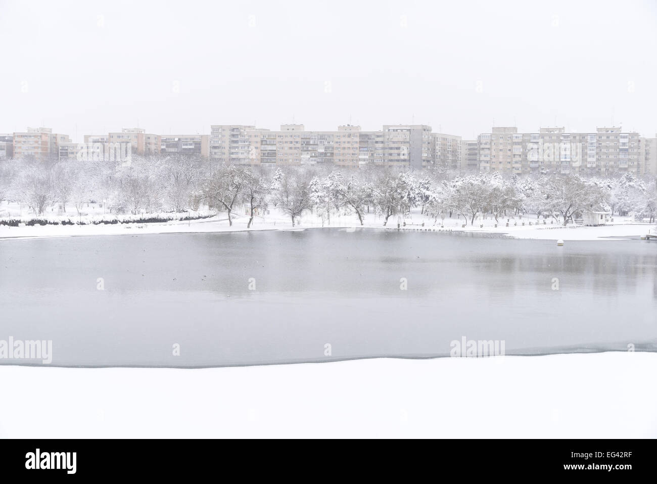Heavy Winter Snow Over Bucharest City In Romania Stock Photo - Alamy