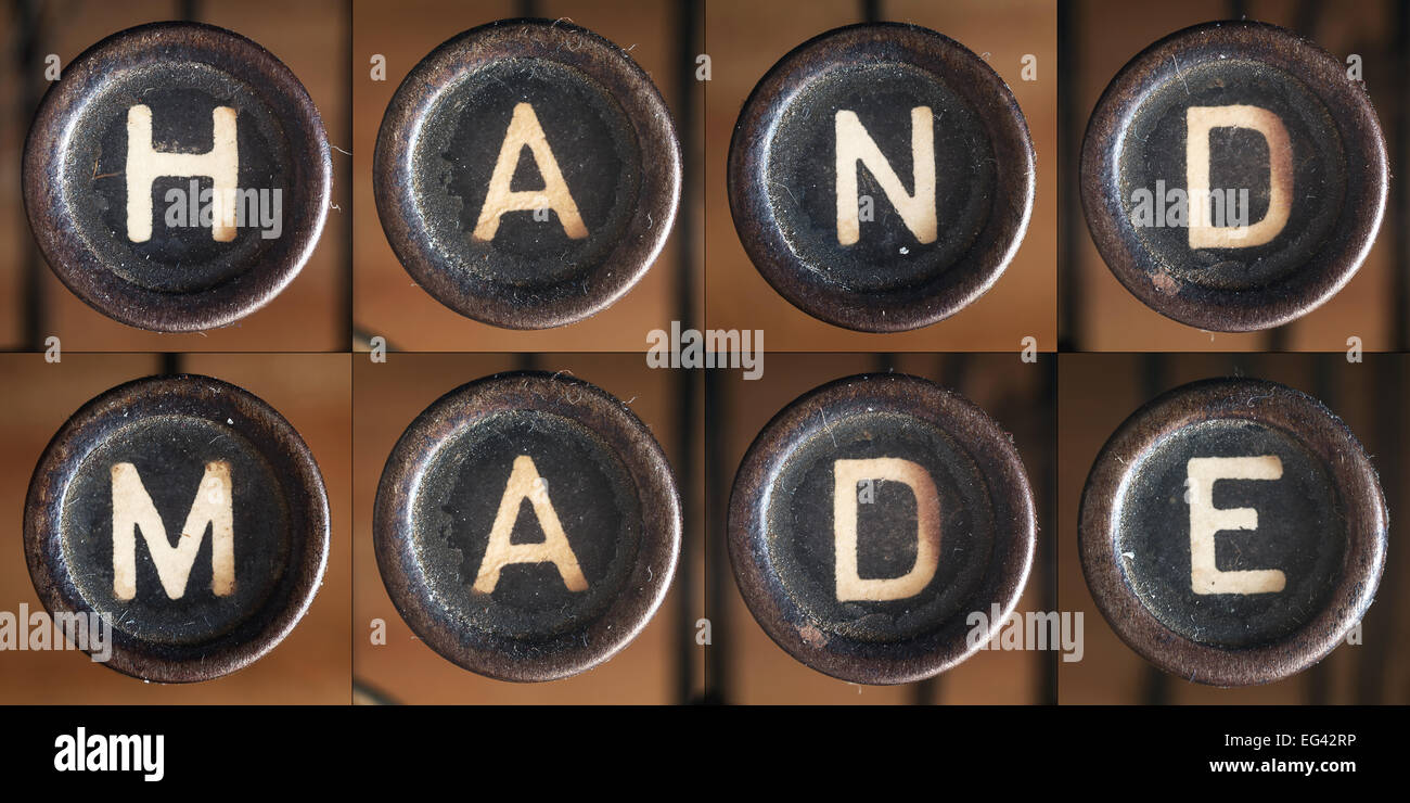 A word consists of buttons from an old vintage typewriter Stock Photo ...