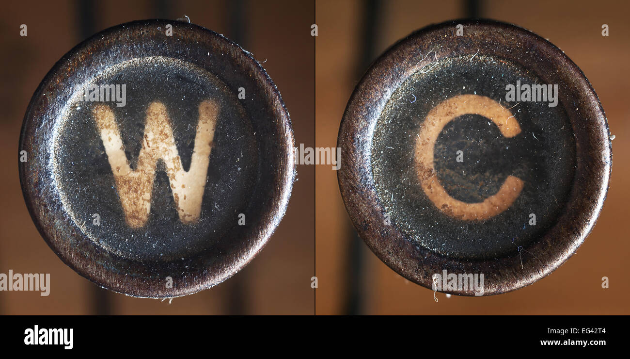 A word consists of buttons from an old vintage typewriter Stock Photo ...