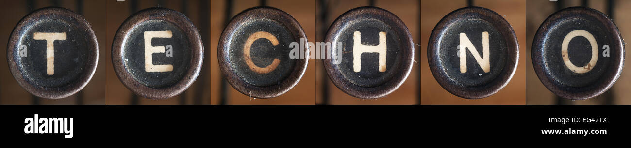 A word consists of buttons from an old vintage typewriter Stock Photo ...