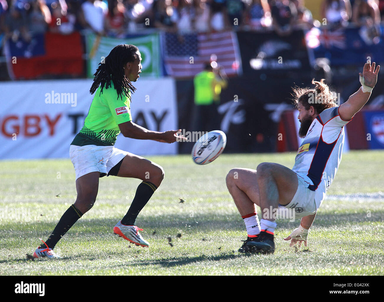 Las Vegas, Nevada, USA. 16th Feb, 2015. USA Eagles Danny Barrett get ...
