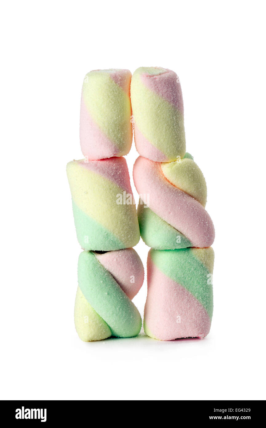 marshmallow stack, isolated on white Stock Photo - Alamy