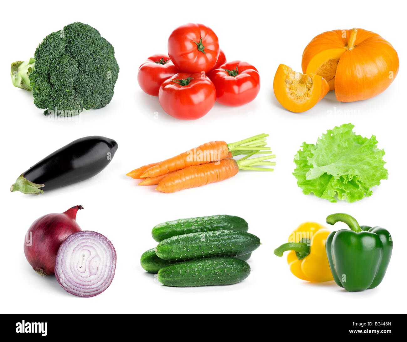 Collection of fresh vegetables on white background Stock Photo - Alamy