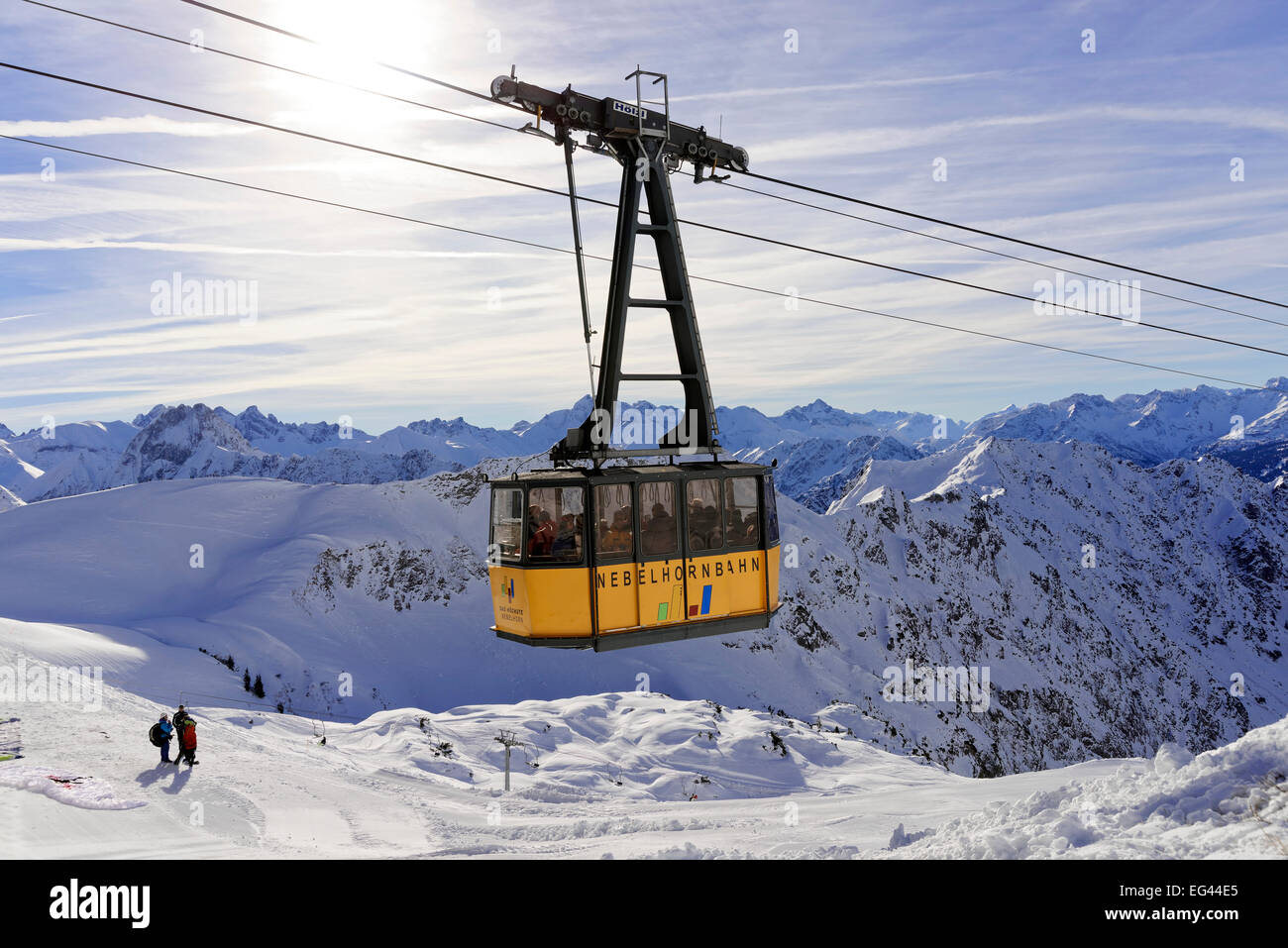 Cabin of the Nebelhorn ropeway, Nebelhorn, Oberstdorf, Oberallgäu Alps ...