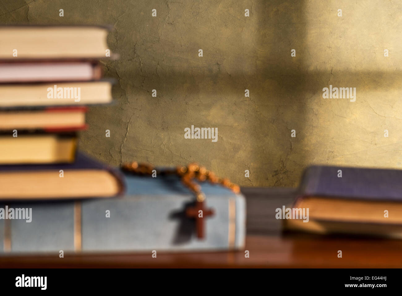 still life with bible and books in the church Stock Photo - Alamy