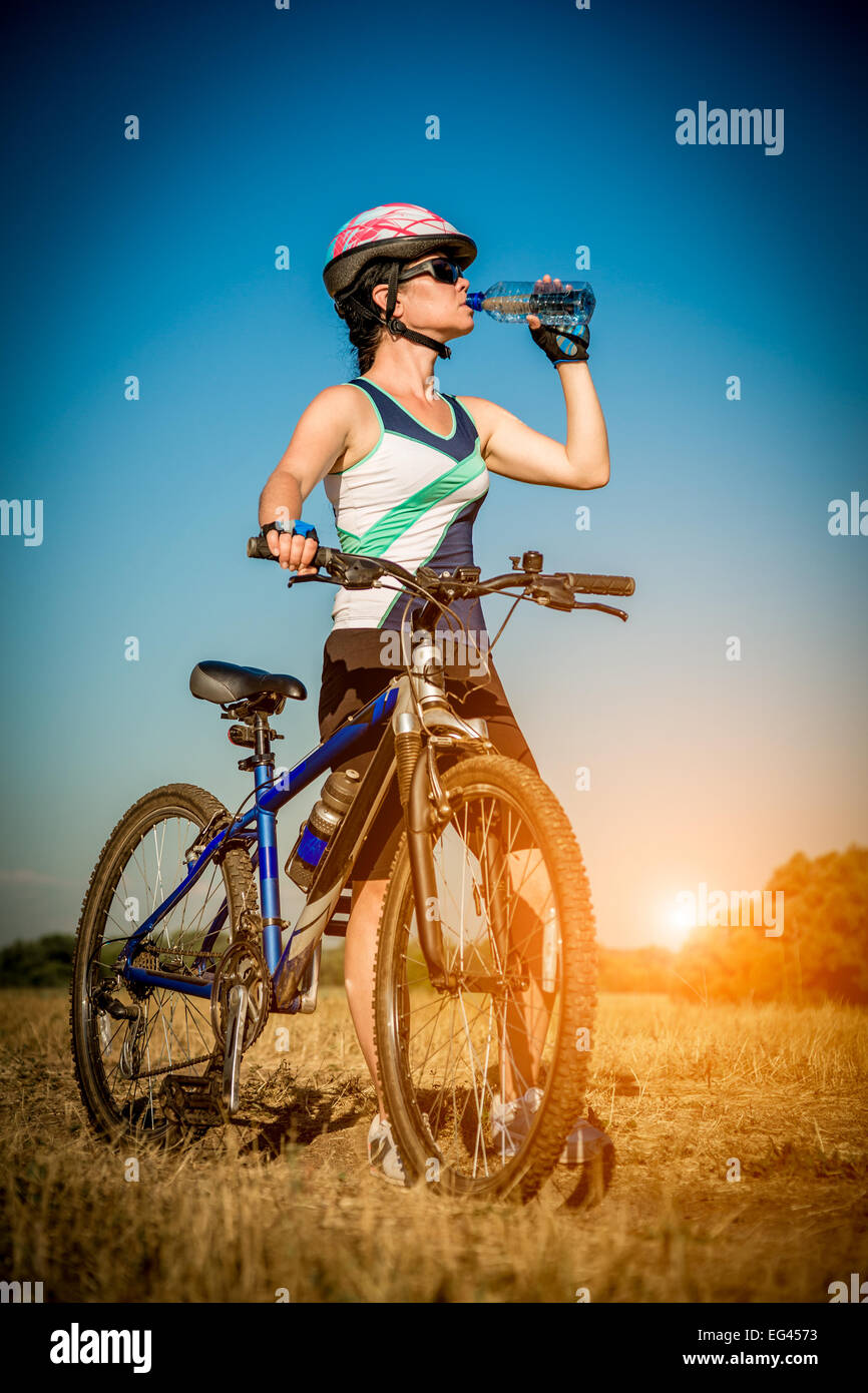 Girl Cyclist Drink Water High Resolution Stock Photography and Images ...