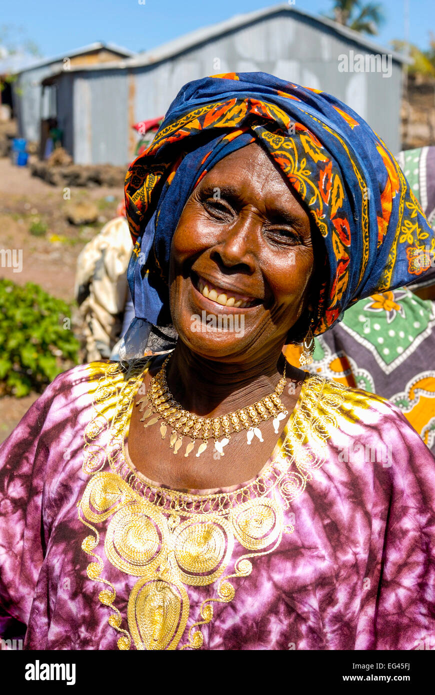 Local woman, dressed for a wedding, Grande Comore, Comoros, Indian ...