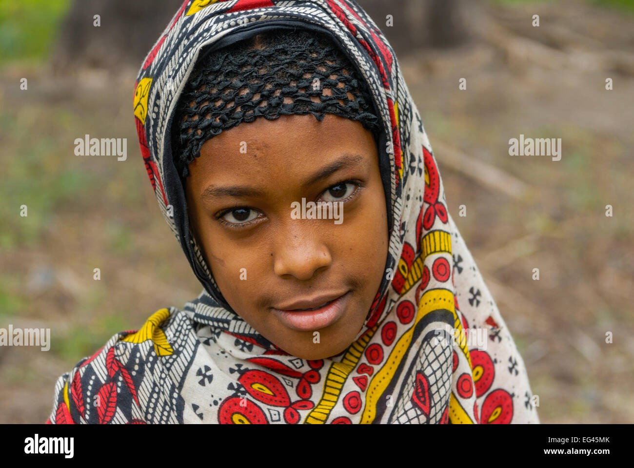 Traditionally dressed Comorian woman, Moheli, Comoros, Indian ocean ...