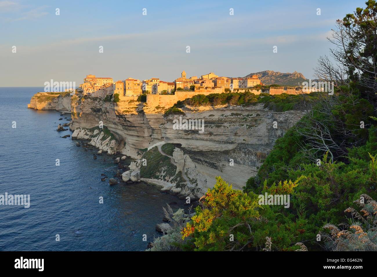 The medieval old town on the limestone cliff in the morning light ...