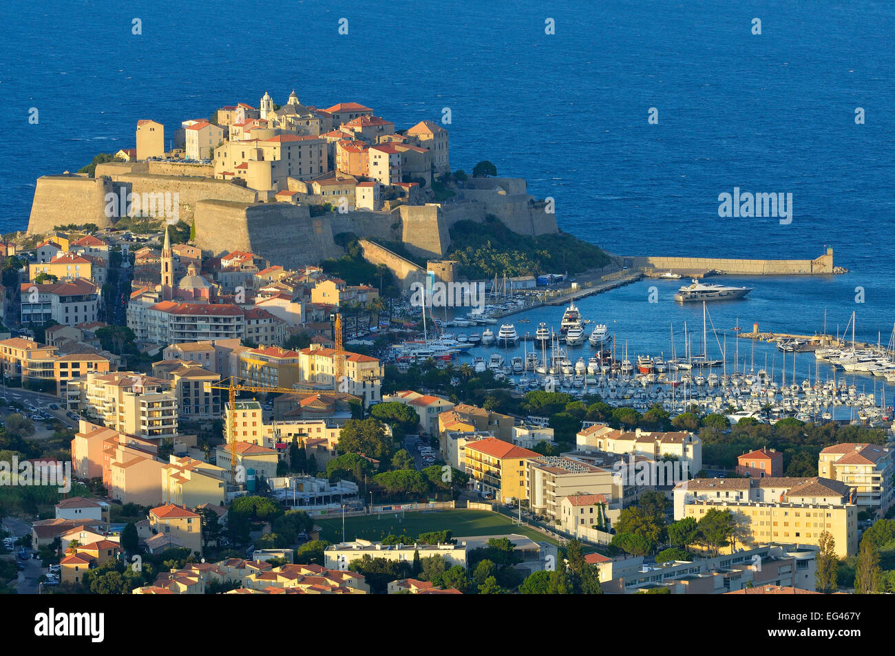 The town of Calvi with citadel and marina, Haute-Corse, Corsica, France ...