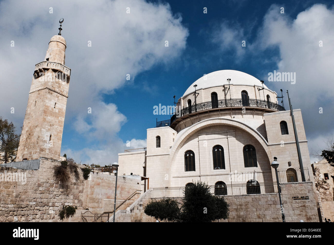 Jerusalem, Israel. 16th Feb, 2015. The minaret of Muslim mosque stands ...
