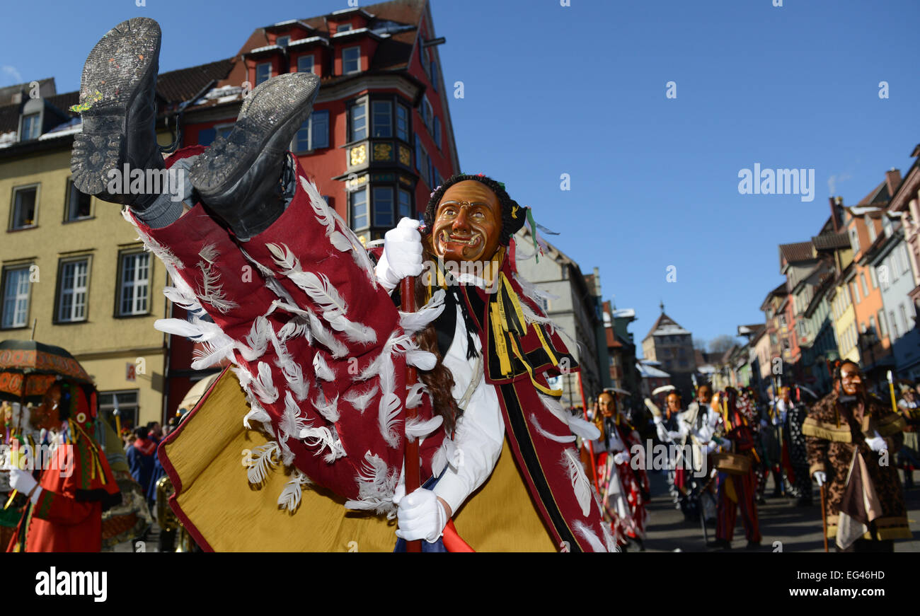 Rottweil, Germany. 16th Feb, 2015. A 'Federahannes', a jester figure ...