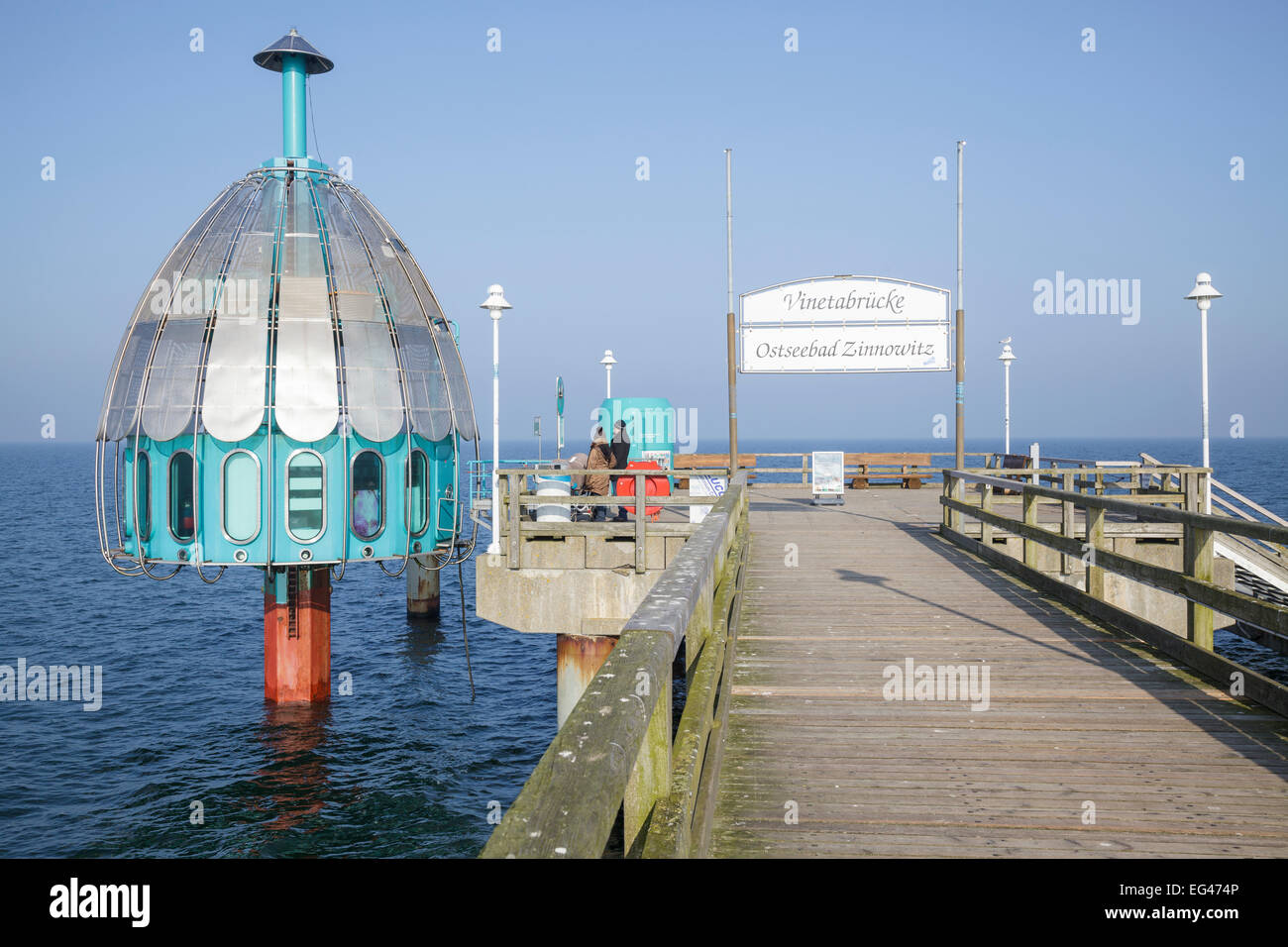 Pier and diving gondola, Zinnowitz, Mecklenburg Vormpommern, Germany ...