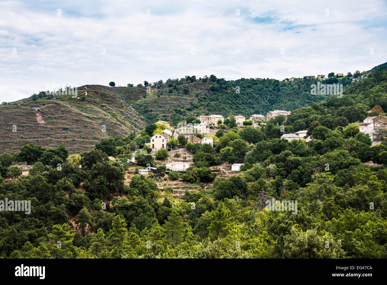 Small mountain village in the forest, Valle di-Rostino, Haute-Corse ...