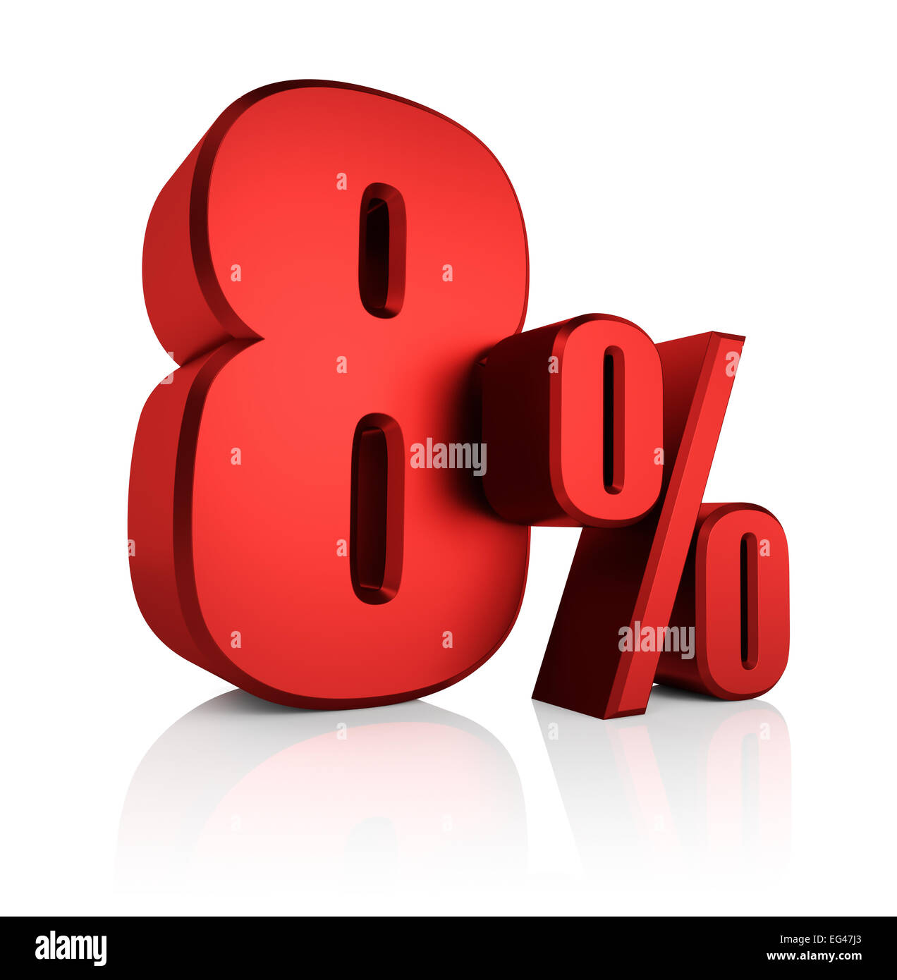 8 percent on white background. 3d render red discount Stock Photo - Alamy