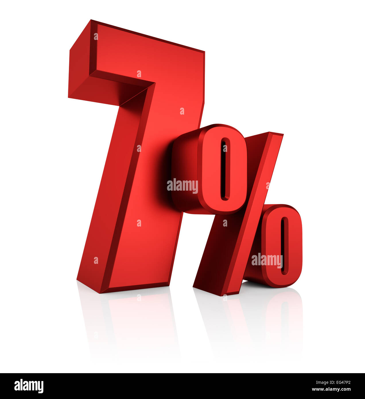 7 percent on white background. 3d render red discount Stock Photo - Alamy