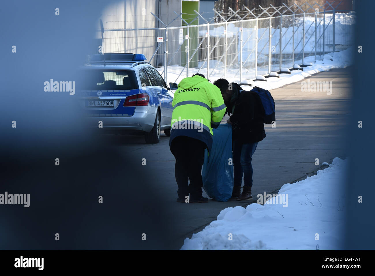 Sigmaringen, Germany. 13th Feb, 2015. A security guard inspects the ...