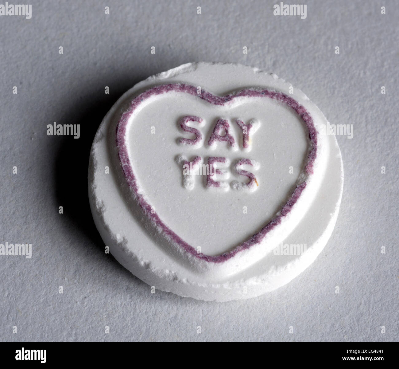 Love Hearts sweet with "Say yes" message Stock Photo - Alamy
