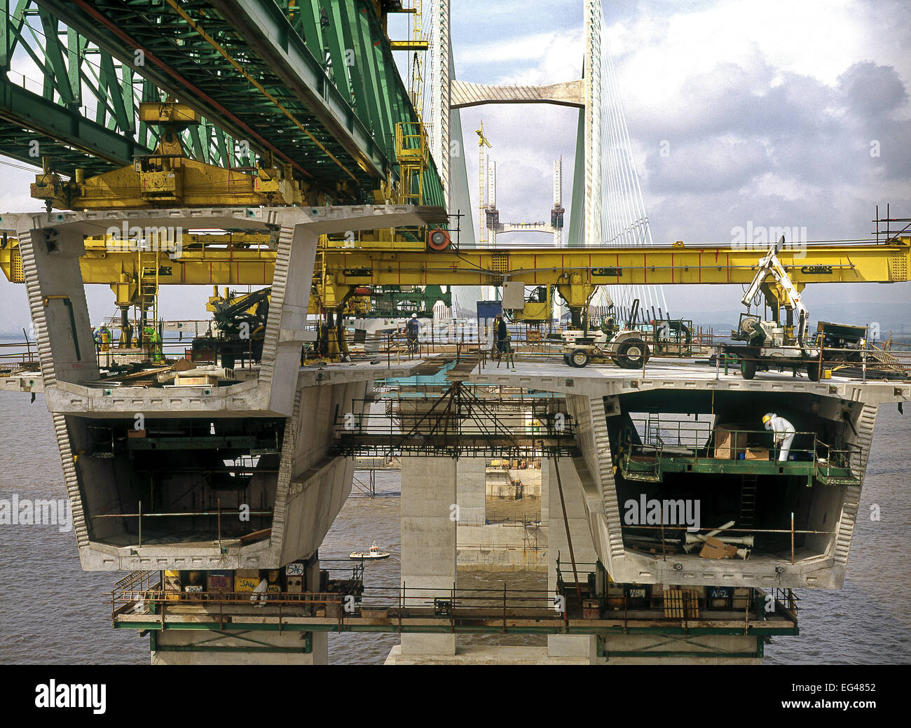 Severn Crossing under construction in 1994 Stock Photo - Alamy