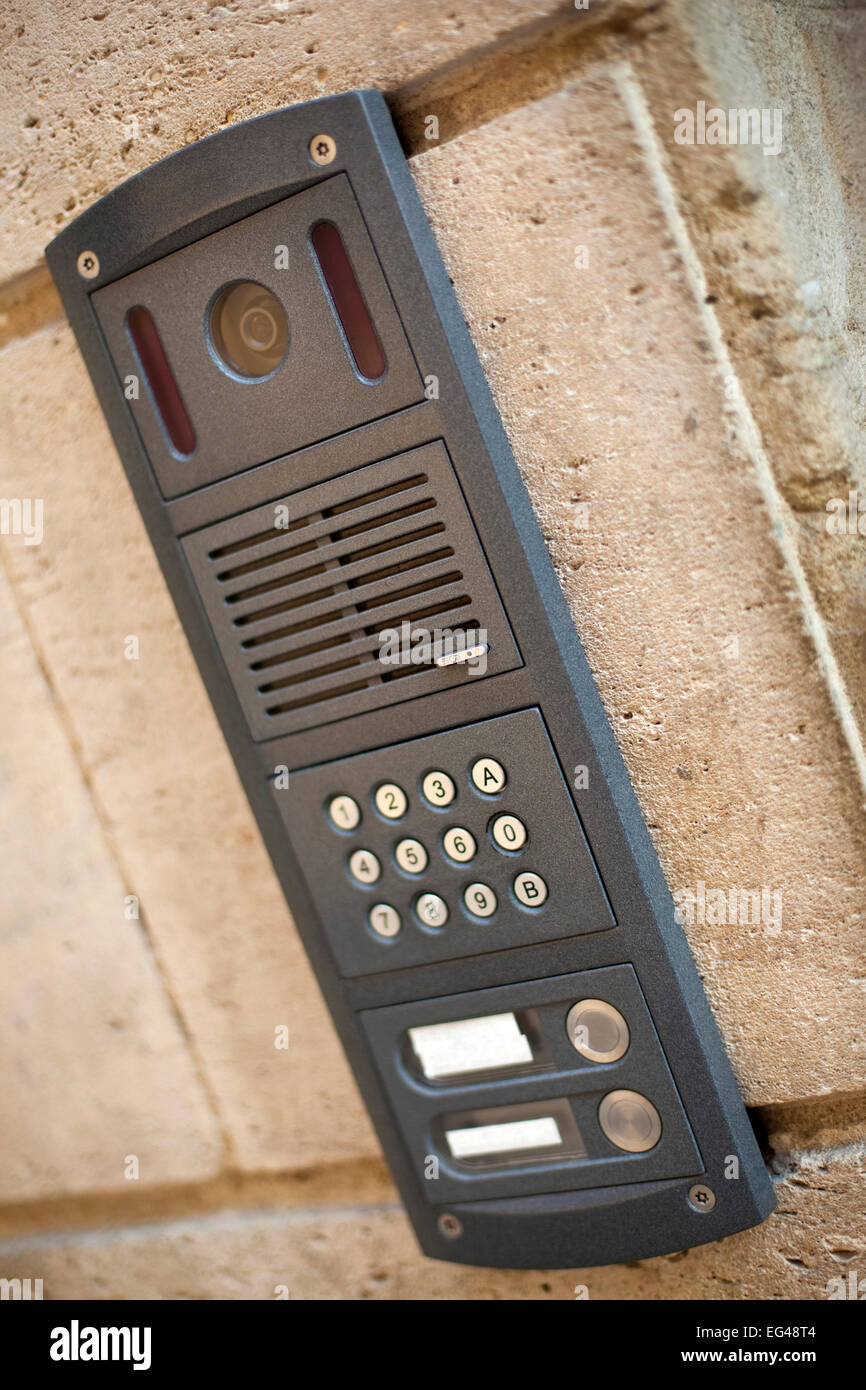 Intercom camera on stone wall hi-res stock photography and images - Alamy