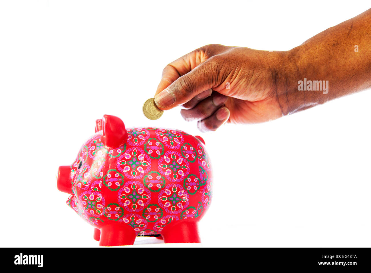 saving savings money piggy bank cash pounds pound coins coin dispensing ...