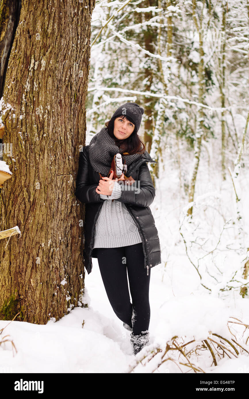 girl near a tree Stock Photo - Alamy