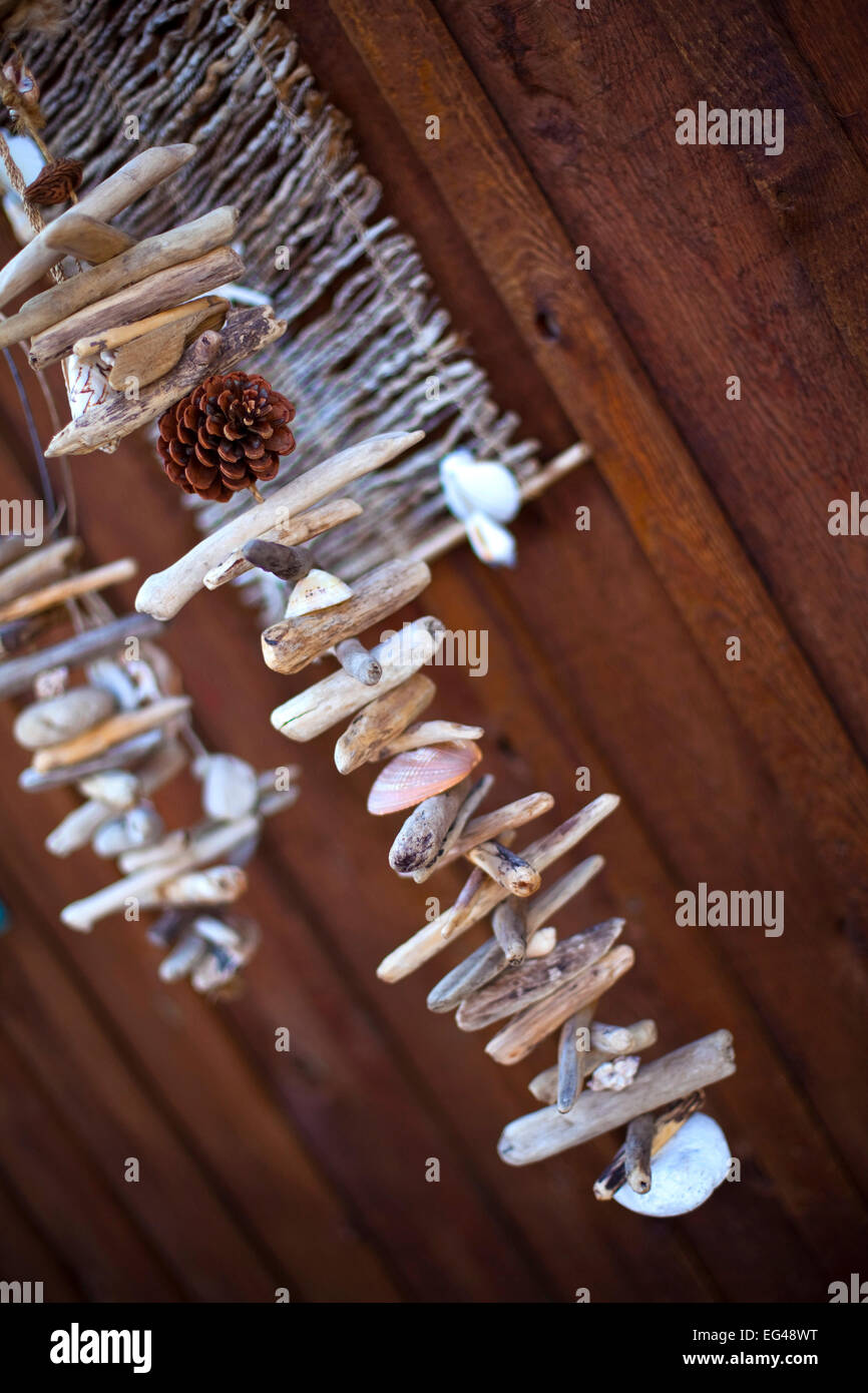 Decorating with wood, shell and pebbles Stock Photo - Alamy