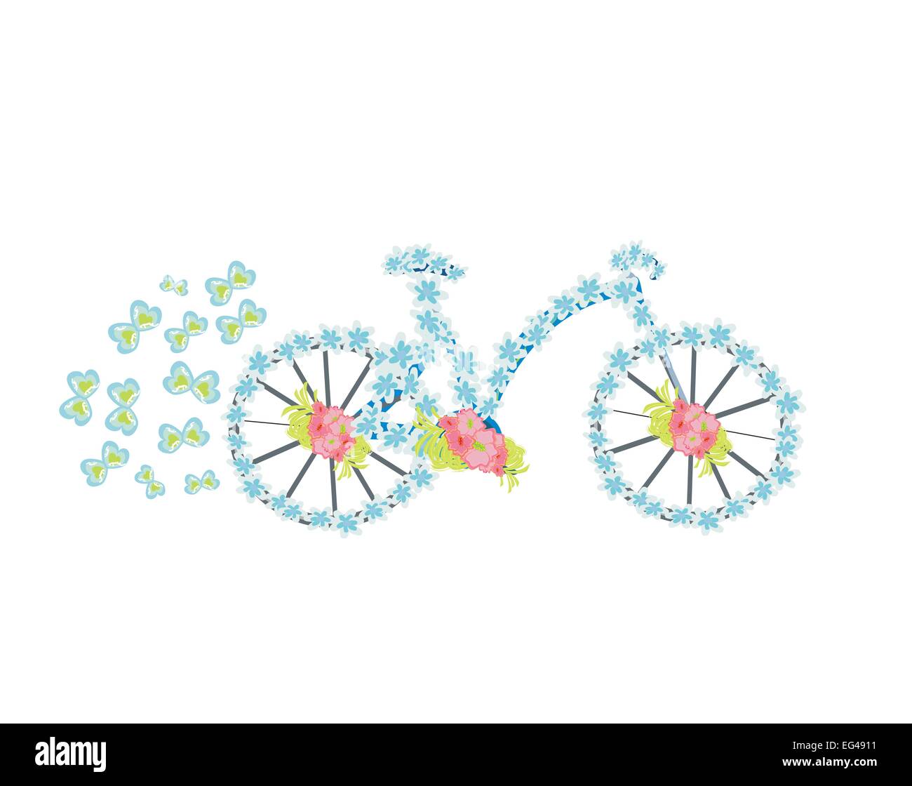 flower vintage bicycle illustration Stock Vector Image & Art - Alamy