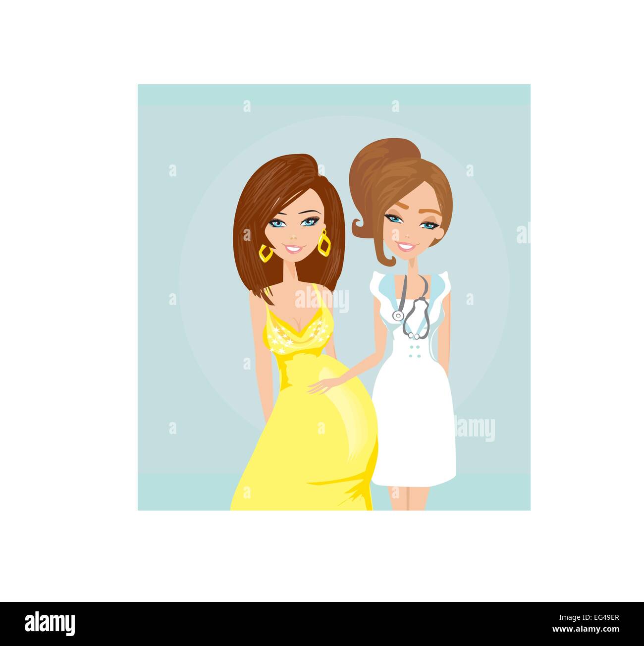 Illustration of a Pregnant Woman Having a Prenatal Checkup Stock Vector ...