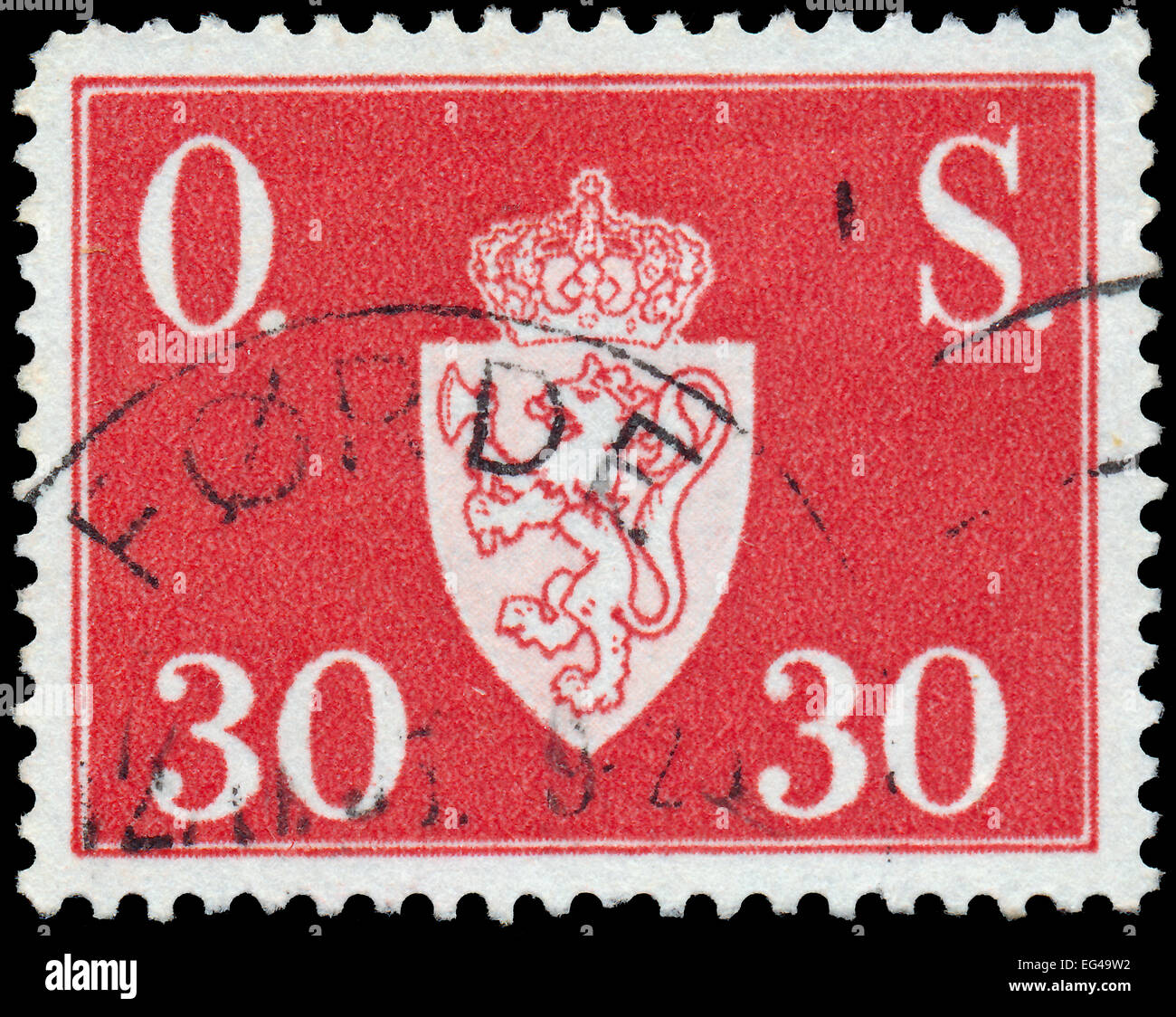 NORWAY - CIRCA 1950: A stamp printed in Norway, shows Norway Coat of ...