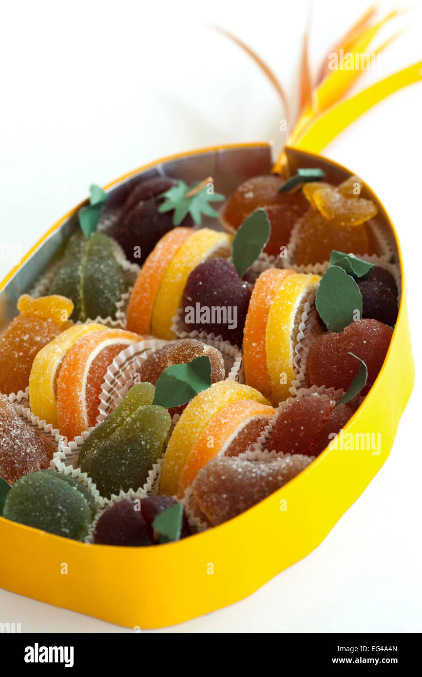 Candied fruit in a box Stock Photo - Alamy