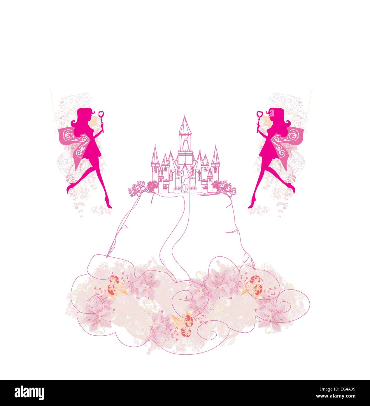 Beautiful Fairytale Pink Castle Frame High Resolution Stock Photography ...