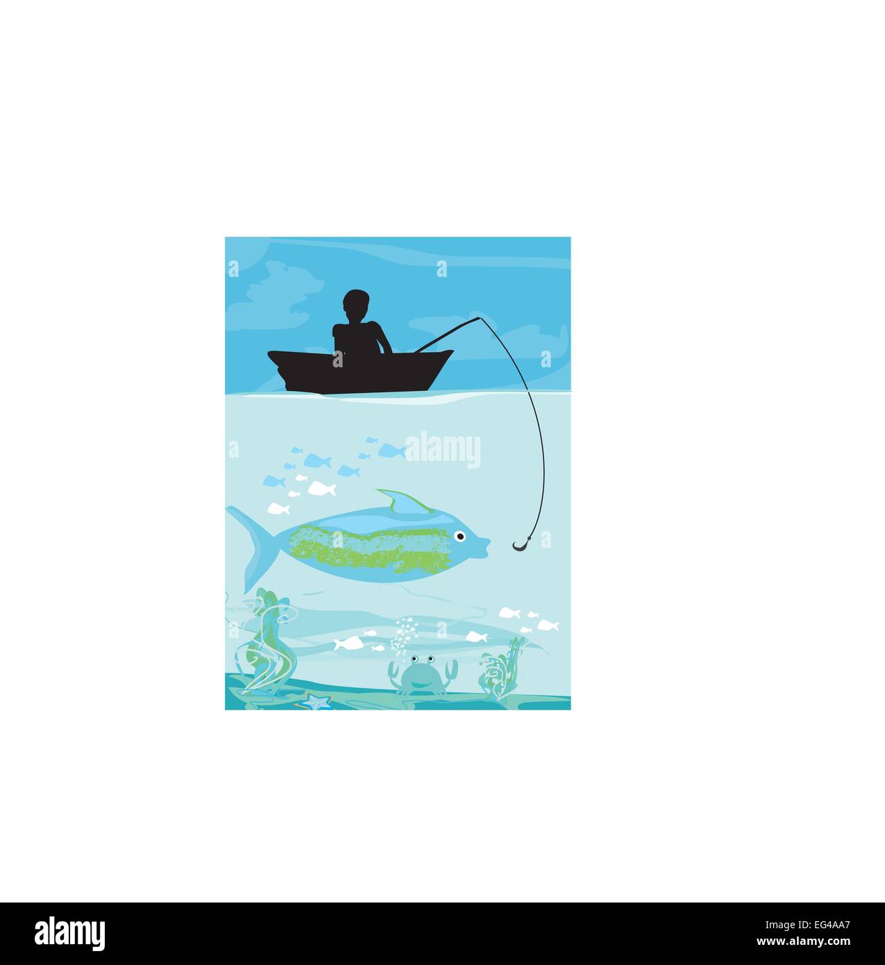 Fishermen catching fish Stock Vector Images - Alamy