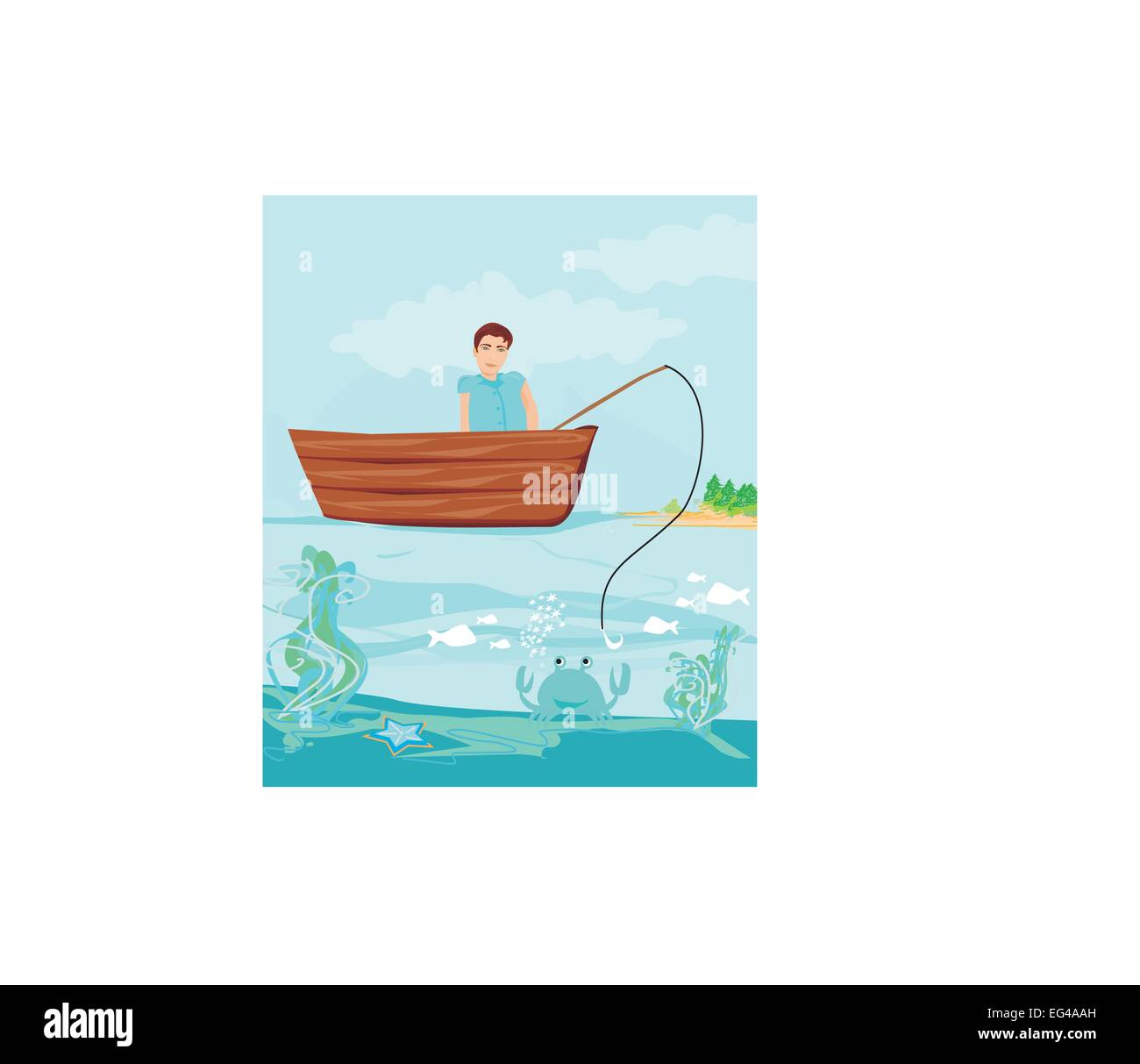 Fisherman catching the fish Stock Vector Image & Art - Alamy