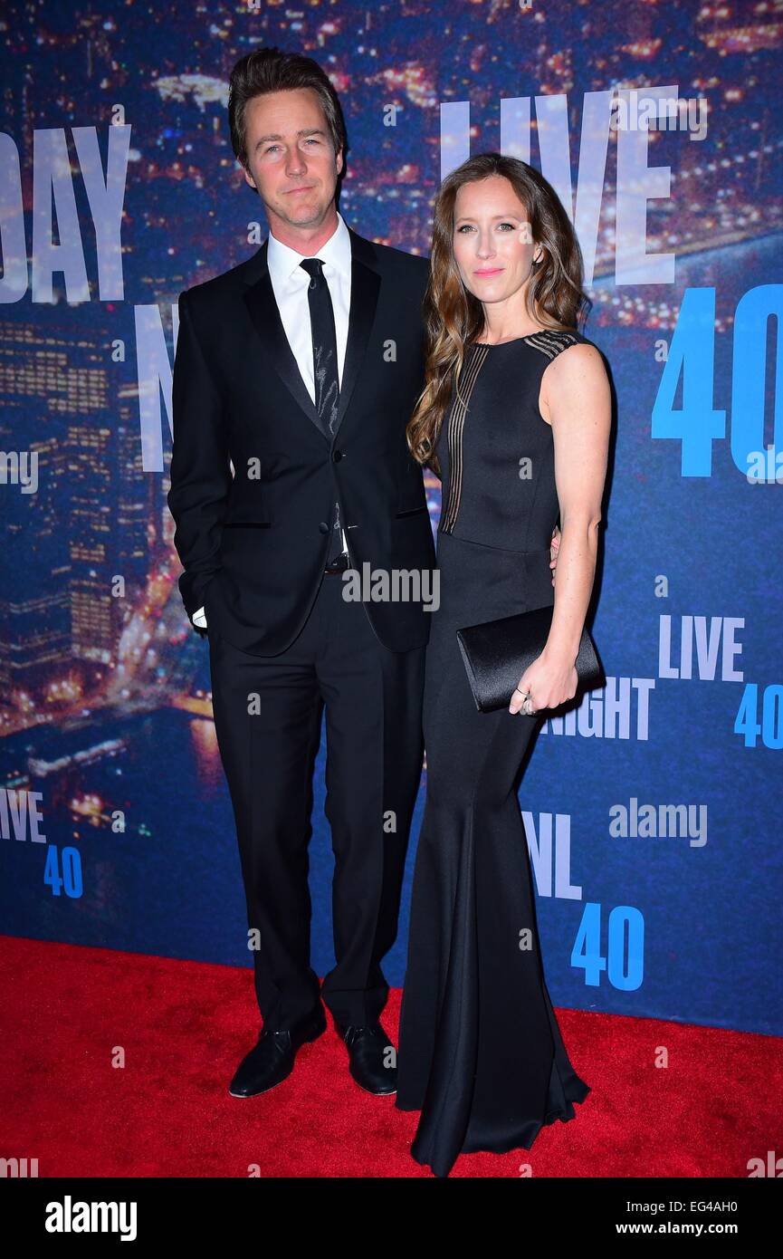 New York, NY, USA. 15th Feb, 2015. Edward Norton, Shauna Robertson at ...