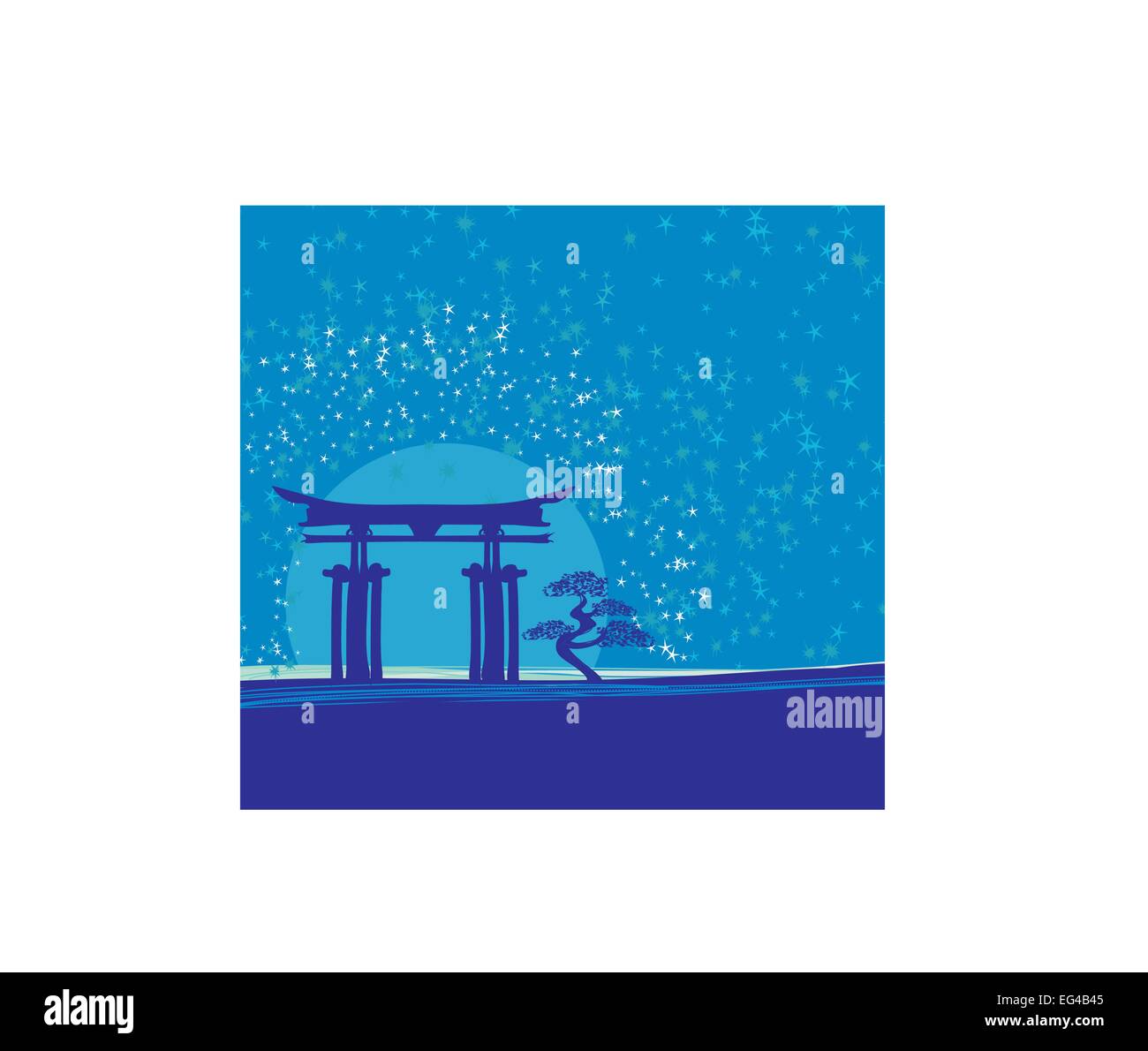 Japan gate in midnight with moon Stock Vector Image & Art - Alamy