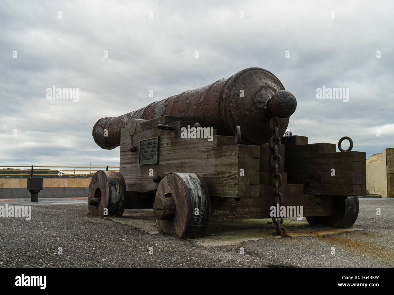 Defense cannon at seaside in Gijon Stock Photo - Alamy