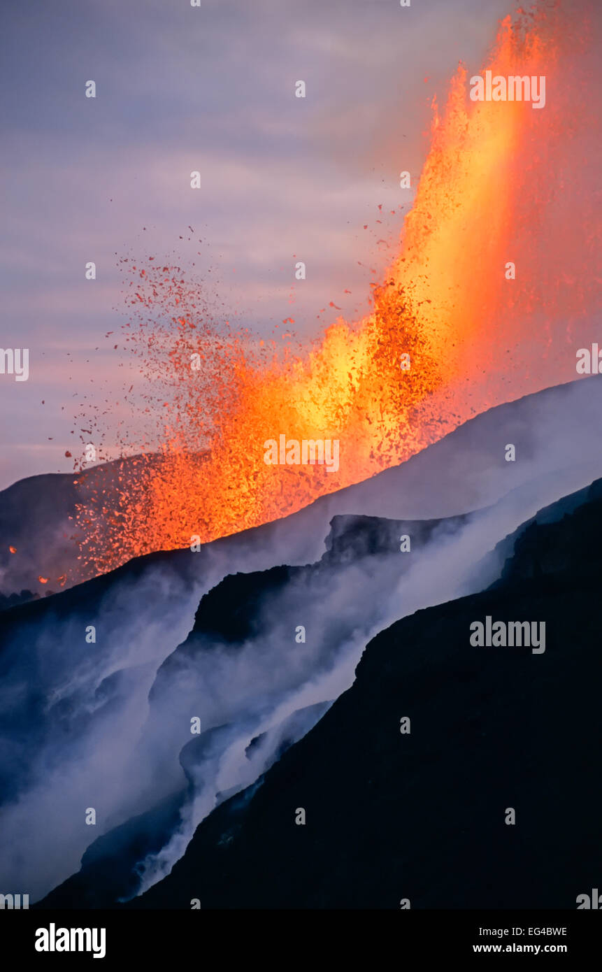Fissure eruption Chico Volcano into 9km diameter caldera. Sierra Negra ...