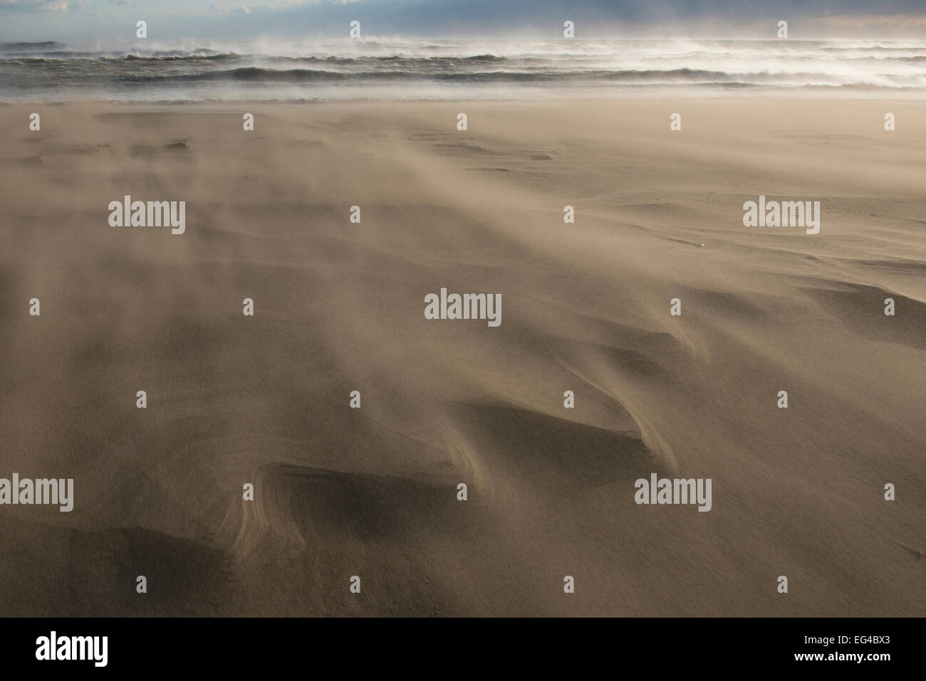Wind blowing sand across beach causing delta patterns Piemanson ...