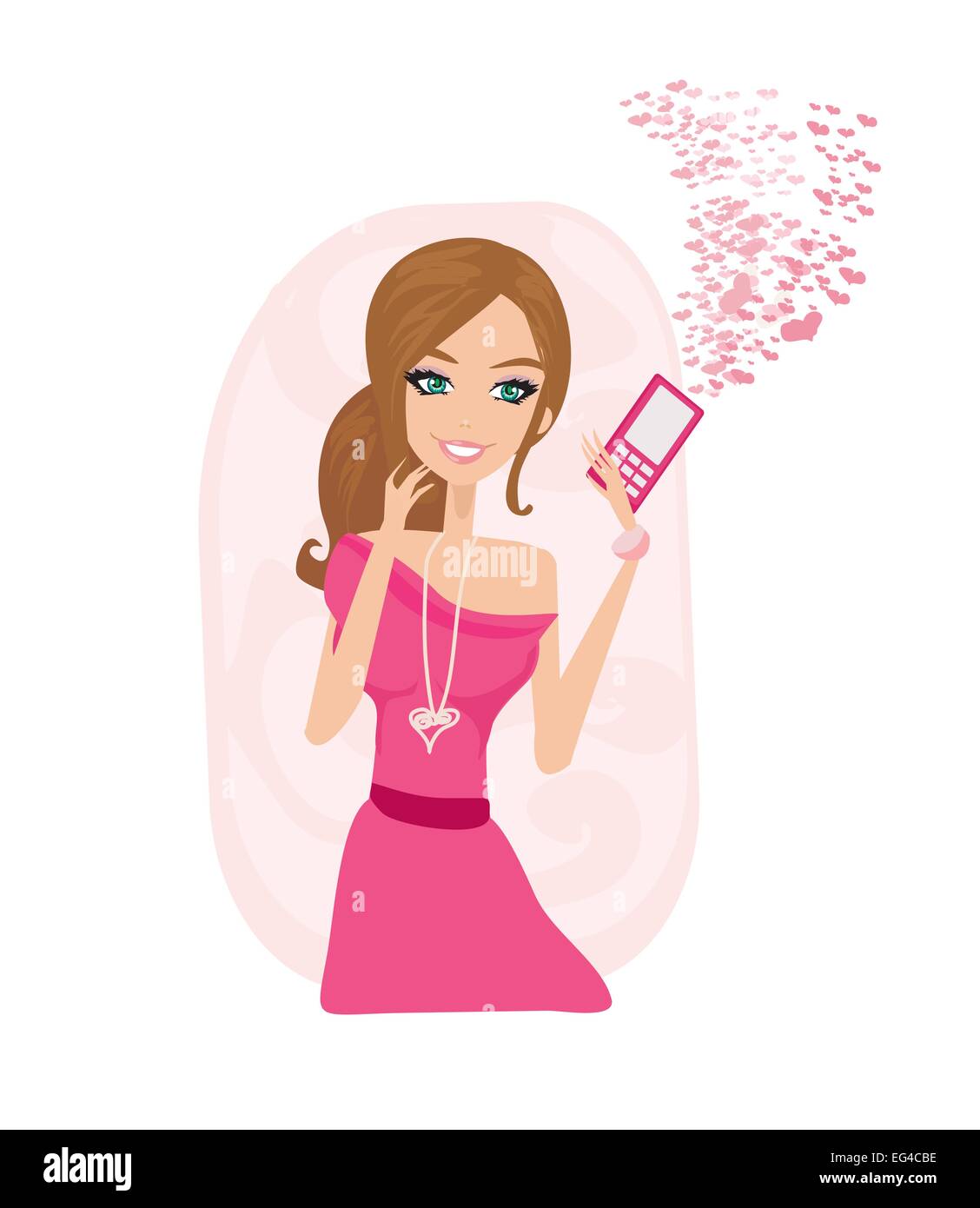 Teenager Phone Heart Illustration Stock Vector Images - Alamy