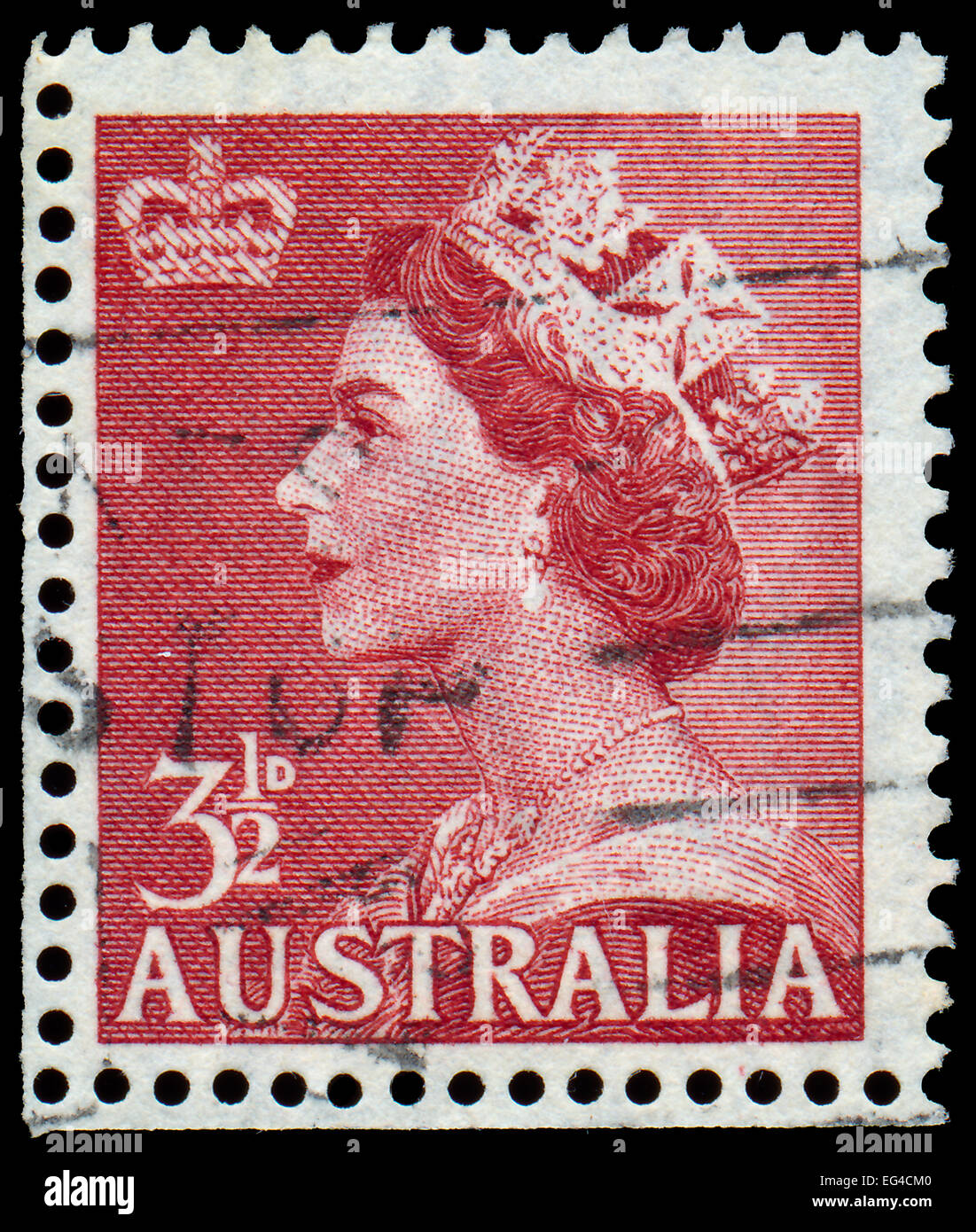 AUSTRALIA - CIRCA 1953: A stamp printed in Australia shows Queen ...