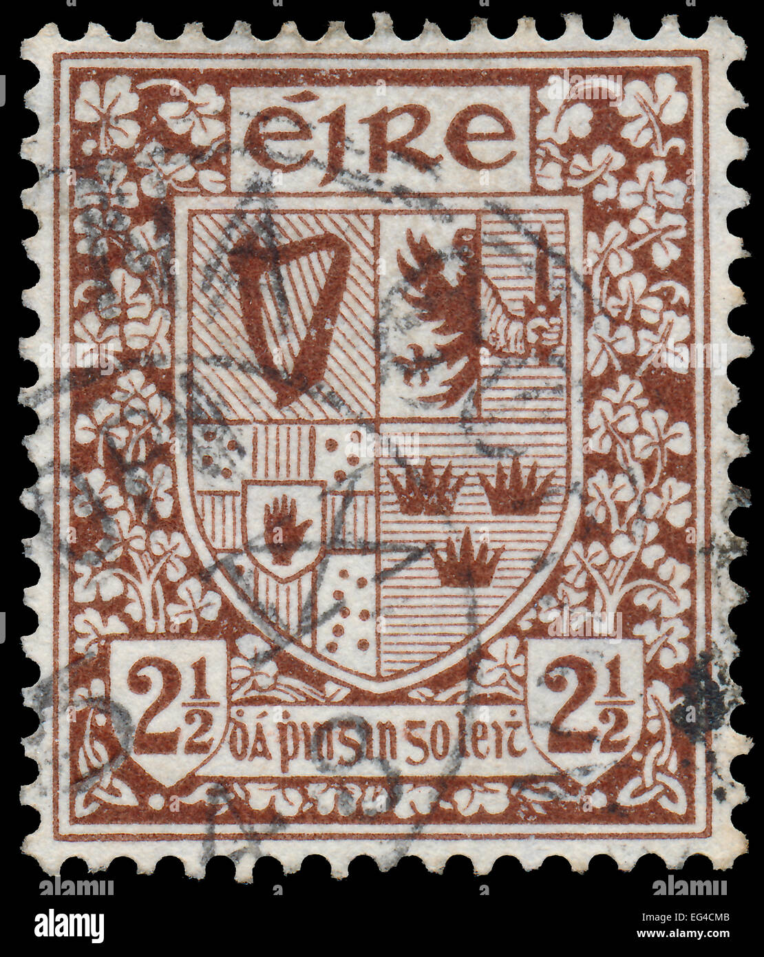 IRELAND - CIRCA 1922: A stamp printed in Ireland shows Coat of Arms of ...