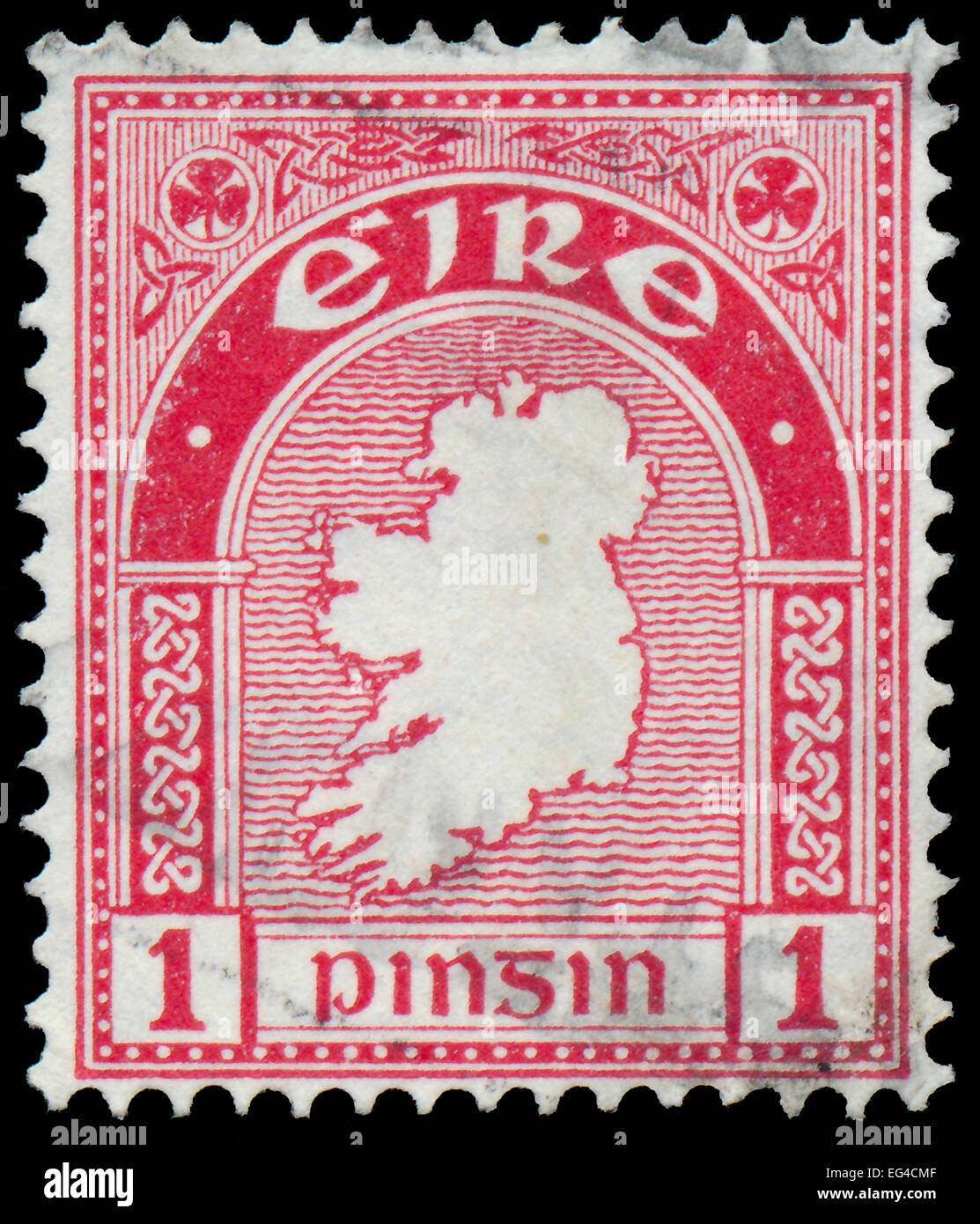 IRELAND - CIRCA 1922: Postage stamp printed in Ireland shows a map of ...