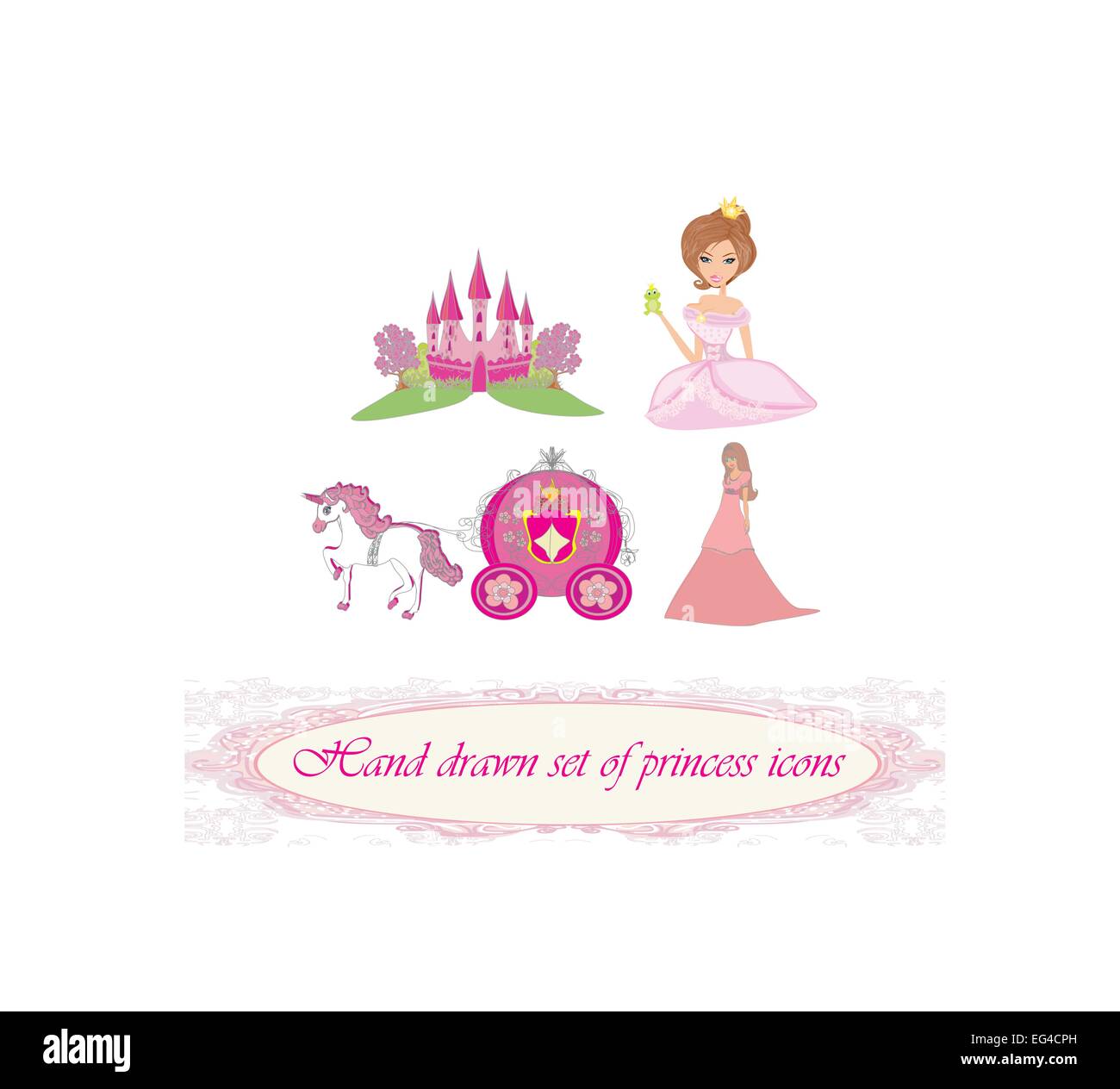 Hand drawn set of princess icons Stock Vector Image & Art - Alamy