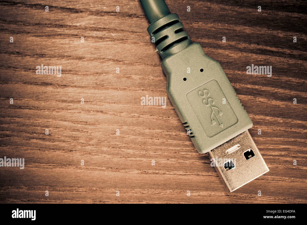 usb type connector and cable close up on a wood background Stock Photo ...