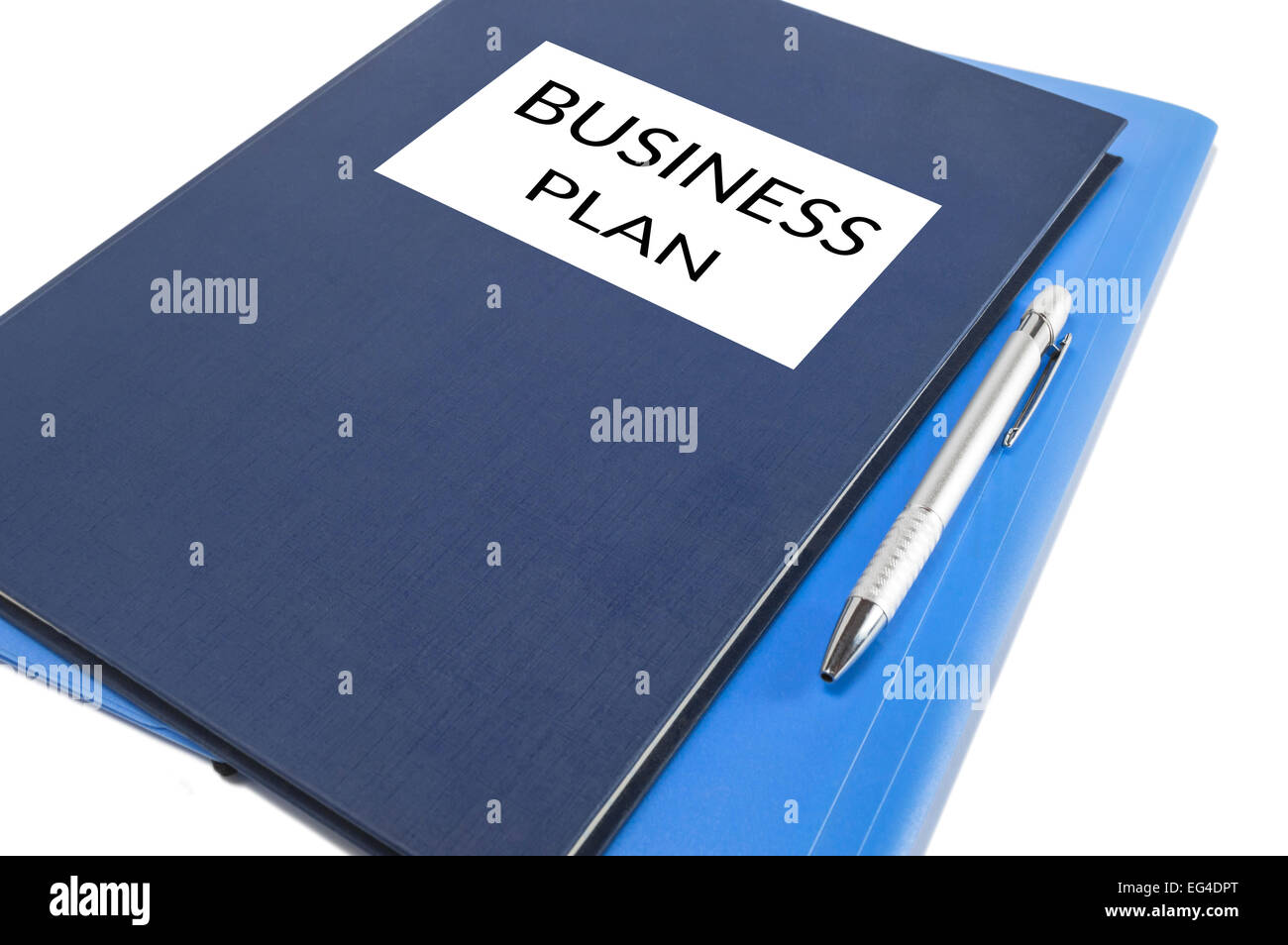 Business Plan and pen isolated on white background Stock Photo - Alamy