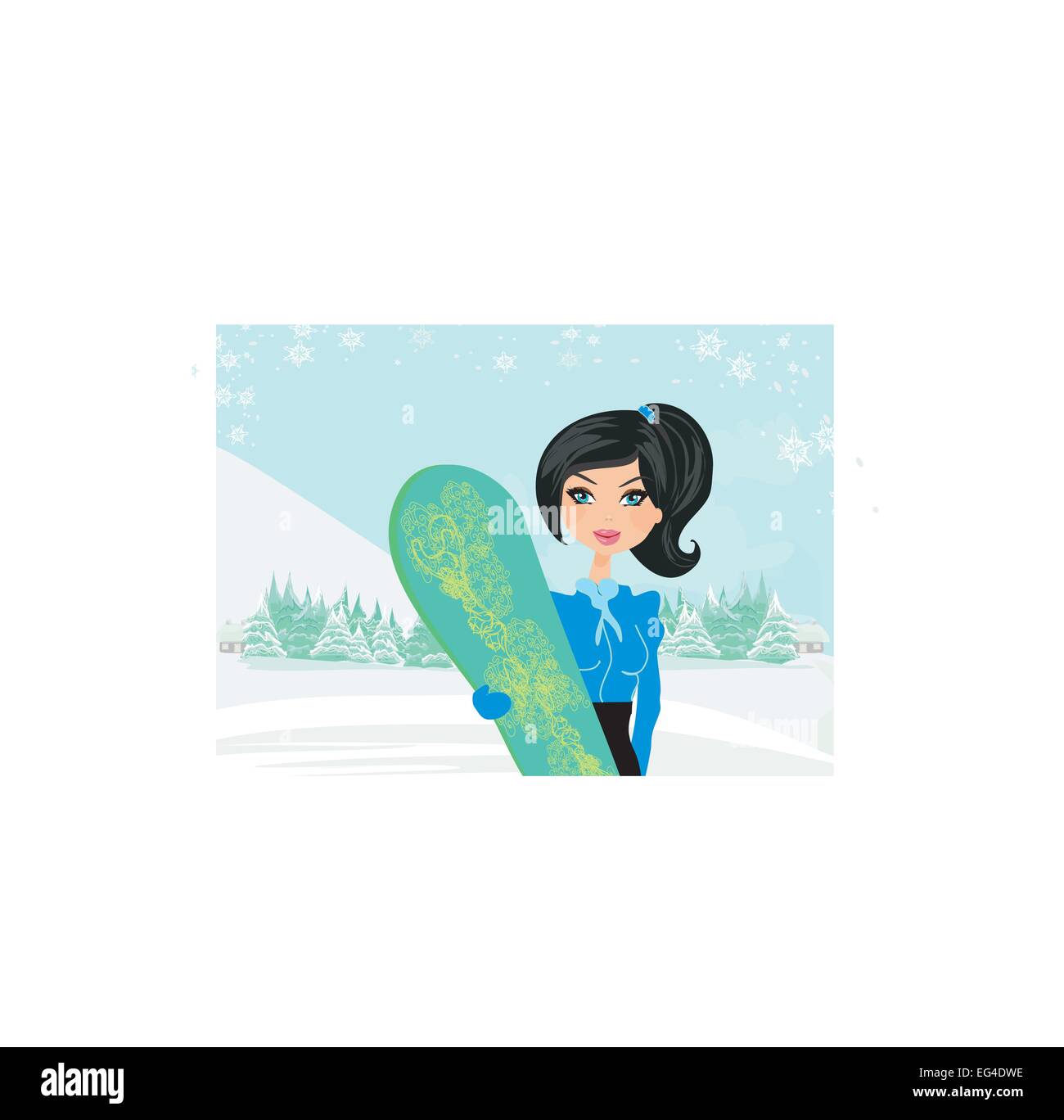 Girl with the snowboard Stock Vector Image & Art - Alamy