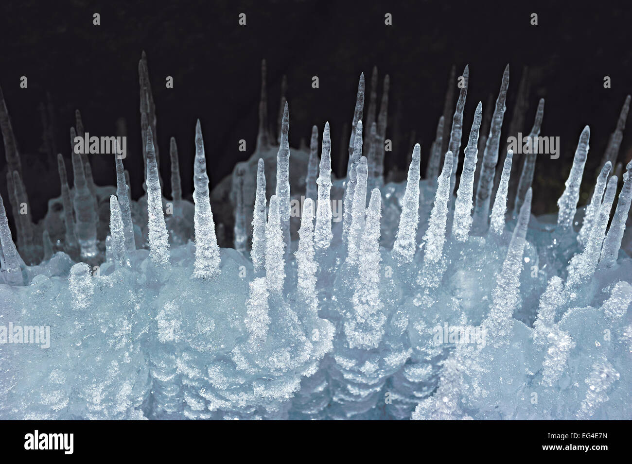 Ice stalagmites / ice spikes formation Lake Baikal Siberia Russia March ...