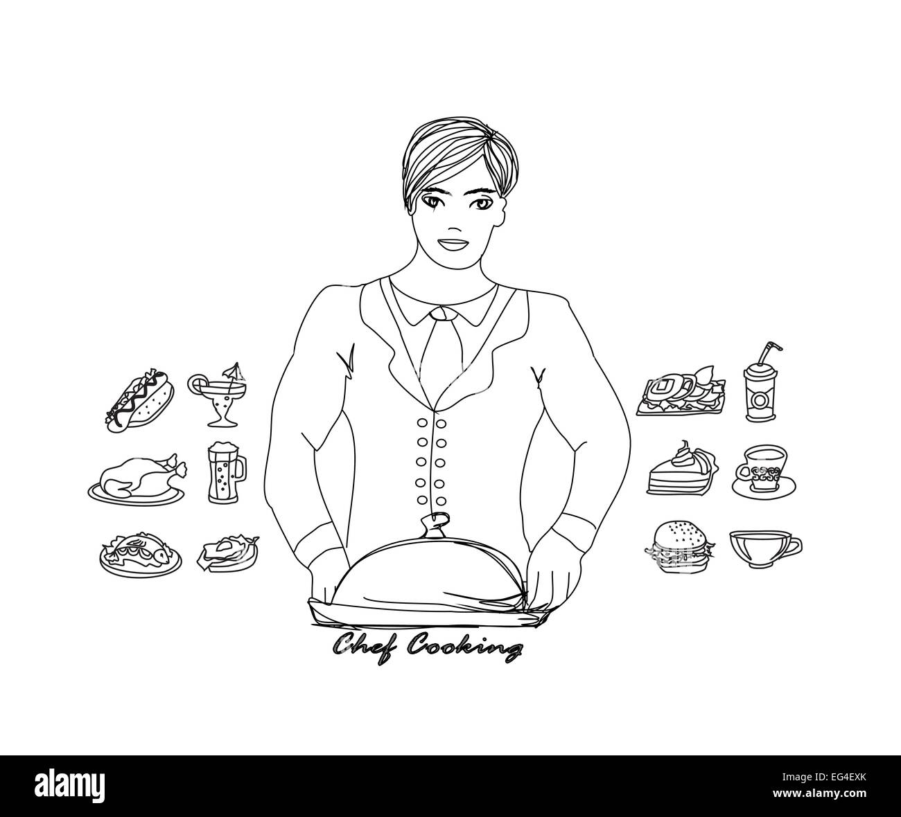 Cartoon Waiter vector Stock Vector Image & Art - Alamy